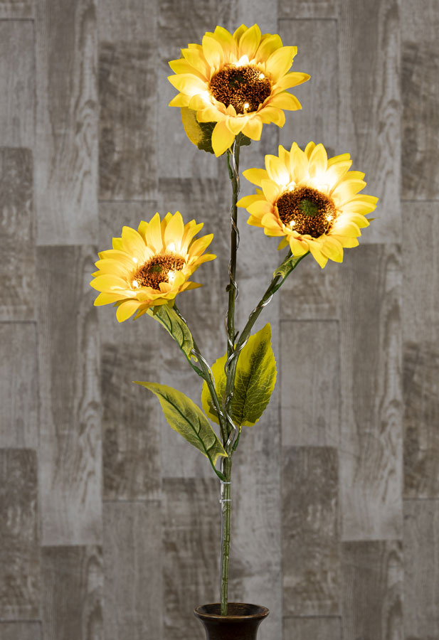 Illuminated Garden: 30 Inch Sunflower Branch - 12 Warm White LED's with ...