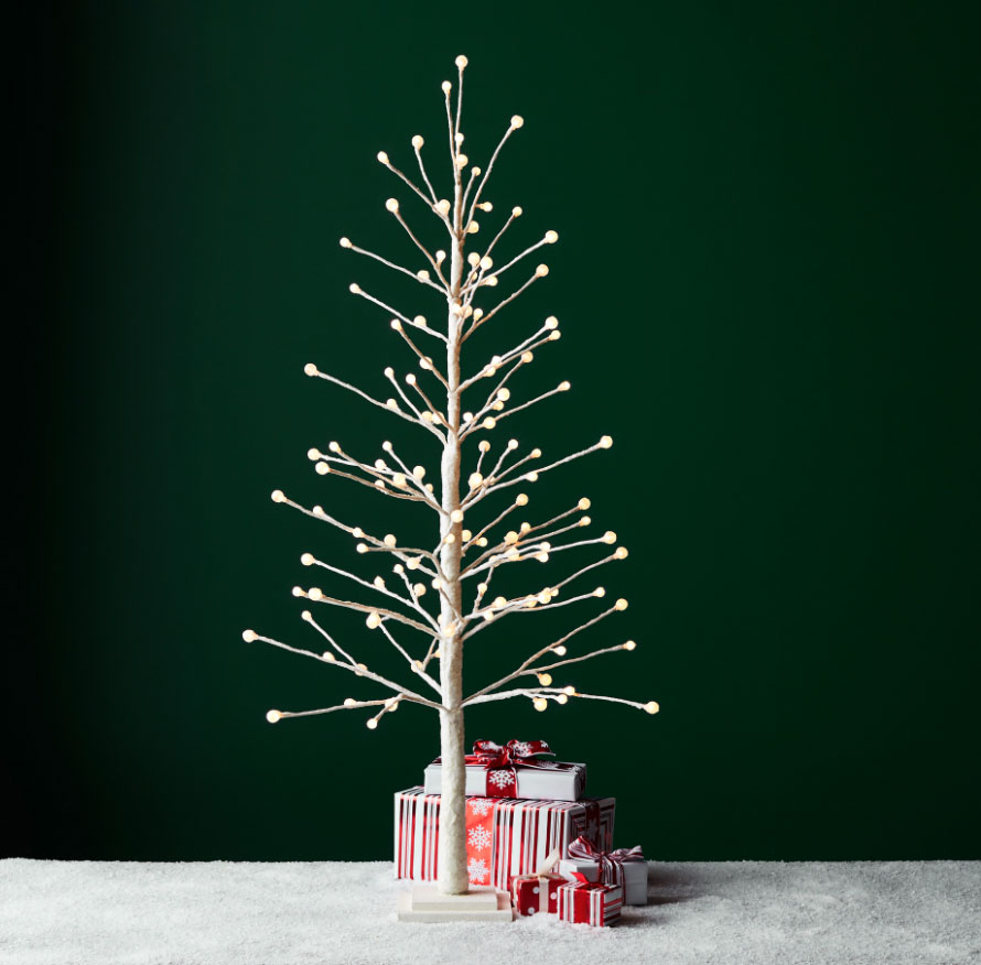 Illuminated Garden: 5 Foot White LED Tree - 120 Round Warm Gold Lights