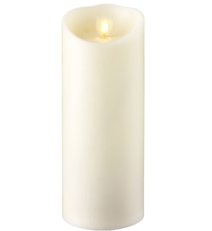 Illuminated Garden: 9 Inch Ivory Liown Moving Flame Battery Operated Candle